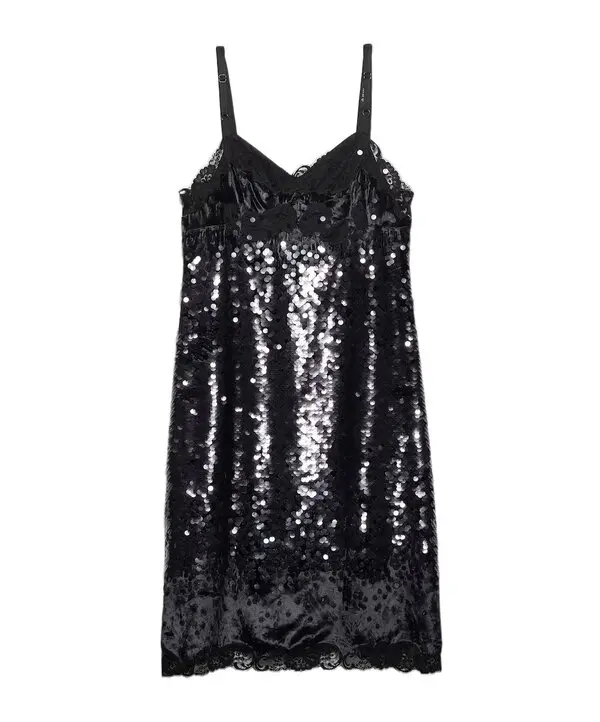 Prada Sleeveless Sequin Embellished Dress - Black