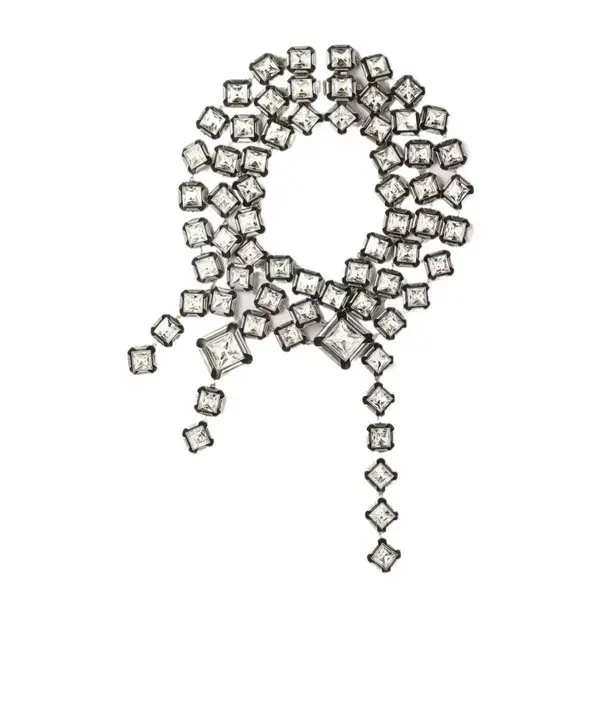 Givenchy Deconstructed Crystal Series Layered Necklace - Ancient Silver