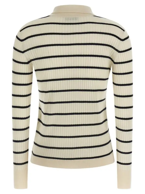 Max Mara Striped Knitted Polo Shirt With Long Sleeves