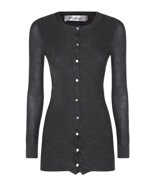 AYA MUSE Long-sleeved Knitted Dress - Charcoal