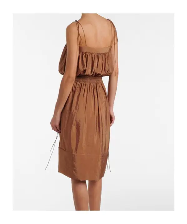 Saint Laurent Sleeveless Shirred Drawstring Dress