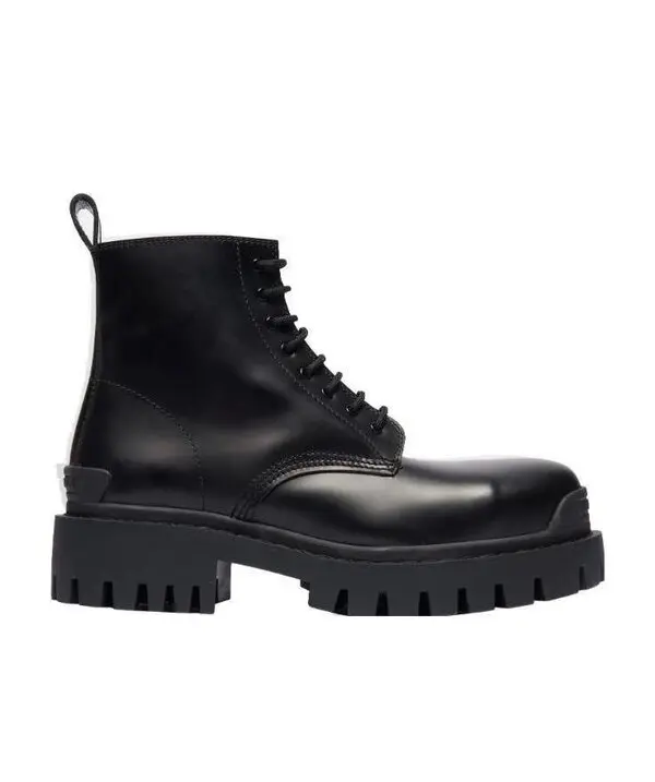 Balenciaga Strike Lace-up Boots - Black