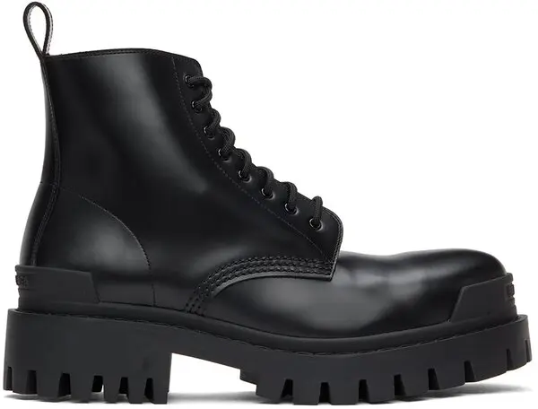 Balenciaga Strike Lace-up Boots - Black