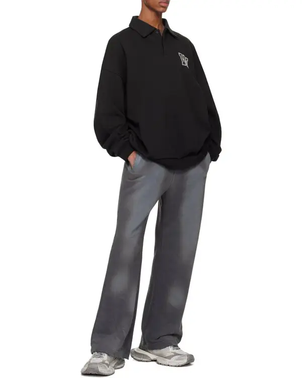 We11Done Pearl Letter Logo Long-sleeve Polo Shirt