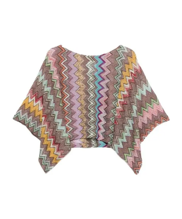 Missoni Short Sleeve Zigzag Pattern Blouse - Pink And Multicolour