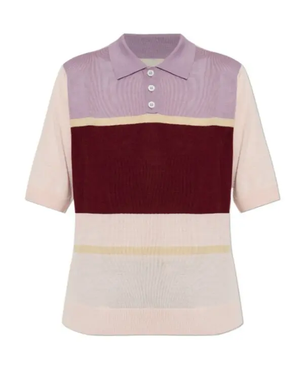 Marni Color-blocked Knit Polo Shirt - Rock Salt