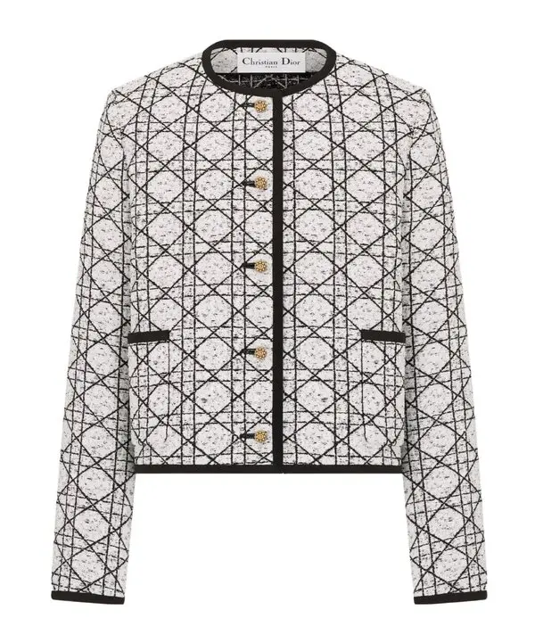 Dior Christian Macrocannage Cropped Jacket - White