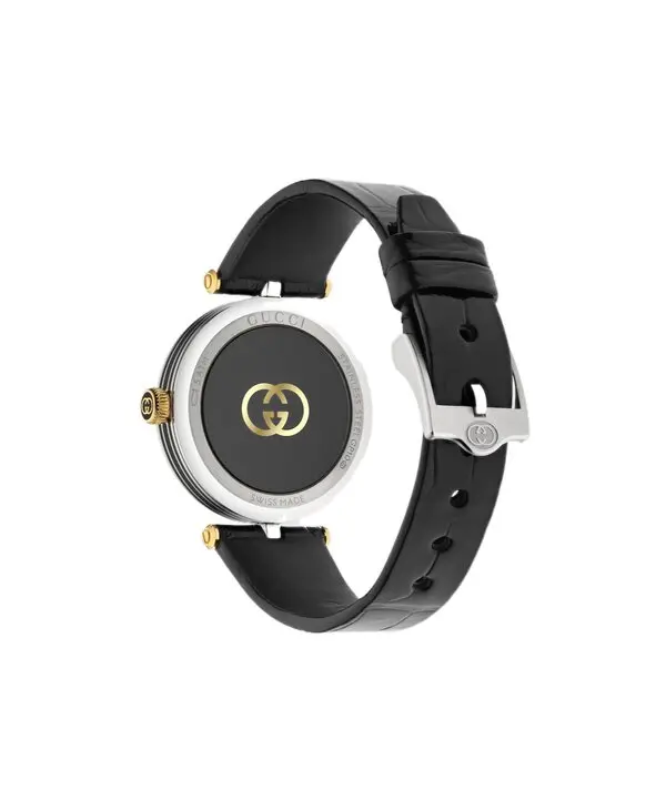 Gucci 30mm Watch With Opaline Dial And Alligator Strap