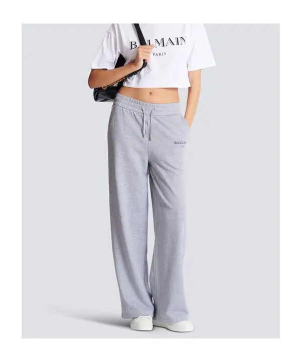 Balmain Graphic Jersey Joggers - Gray