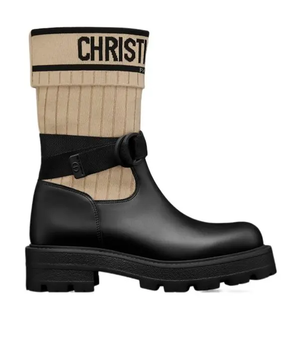 Dior D-major Ankle Boots - Black/beige