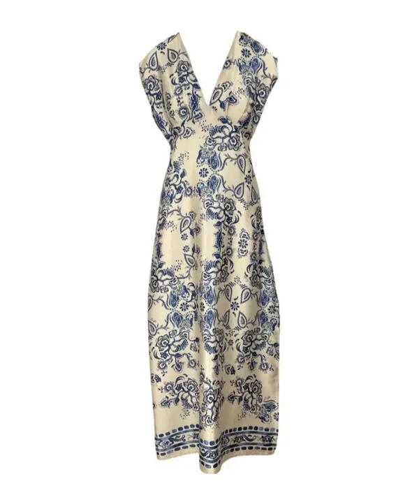 Liu Jo Sleeveless V-neck Maxi Dress With All-over Print - Nude