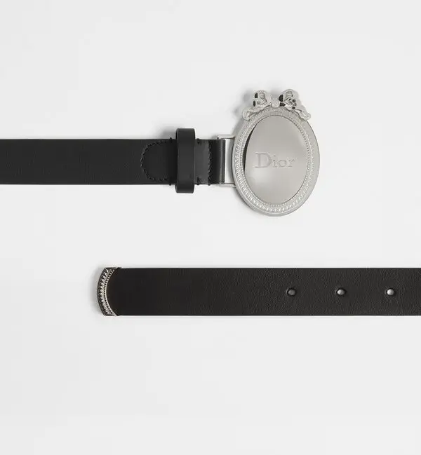 Dior Médaillon Belt With Engraved Buckle - Gray