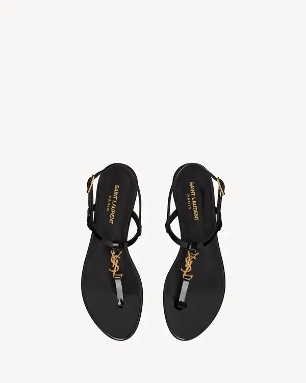 Saint Laurent Cassandra Logo Plaque T-bar Sandals - Black