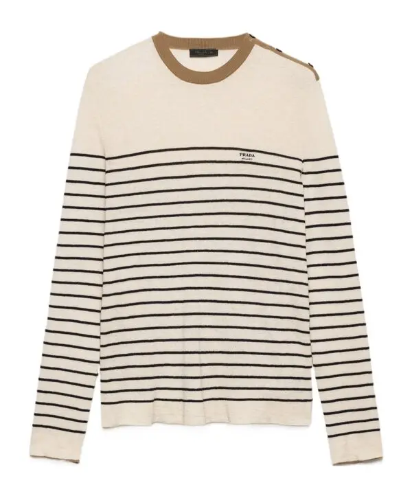 Prada Striped Crewneck Jumper - Natural Color