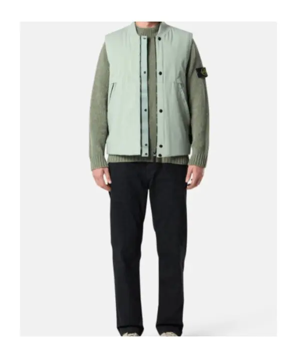 Stone Island Logo Patch Zipped Vest - Sage