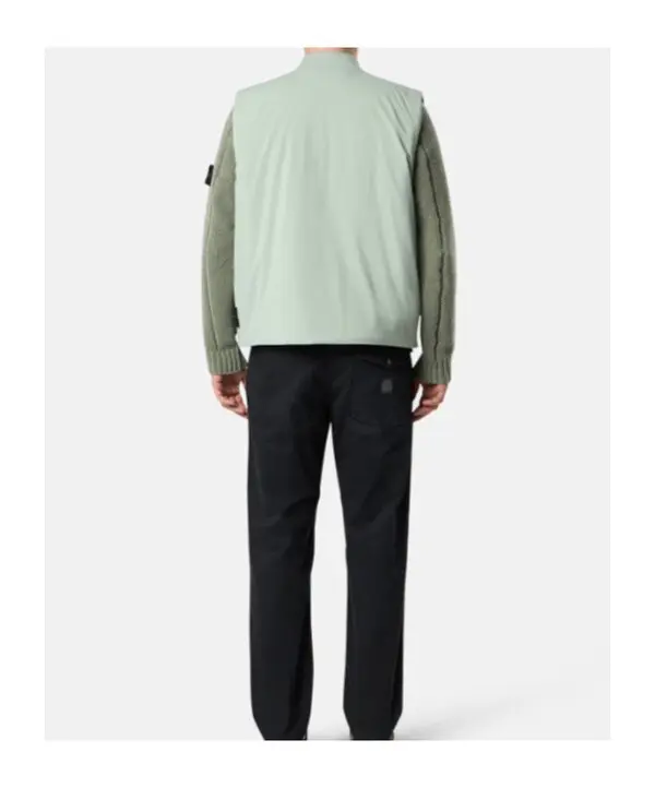 Stone Island Logo Patch Zipped Vest - Sage