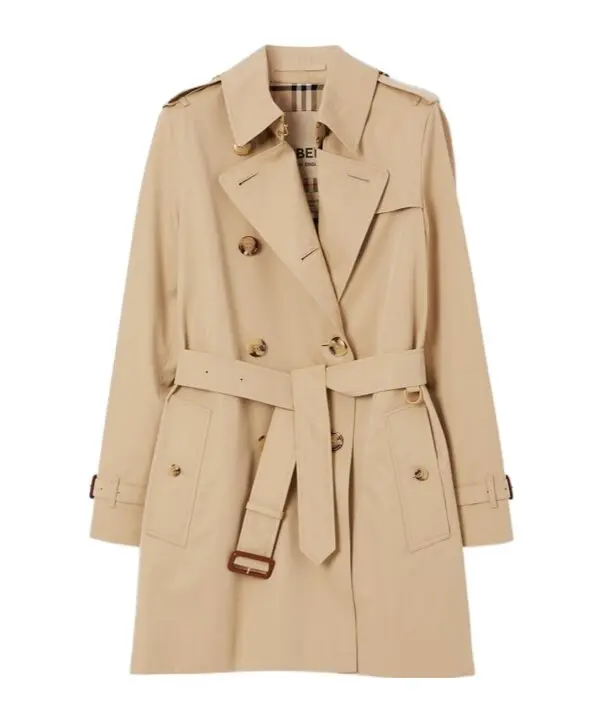 Burberry Double Breasted Belted-waist Coat - Nude
