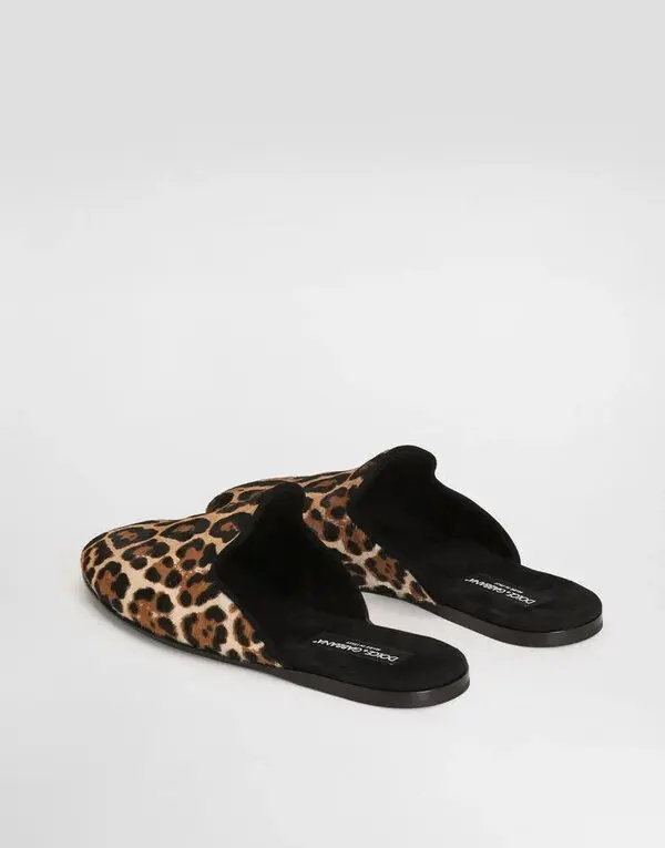 Dolce & Gabbana Leopard Print Slides - Black