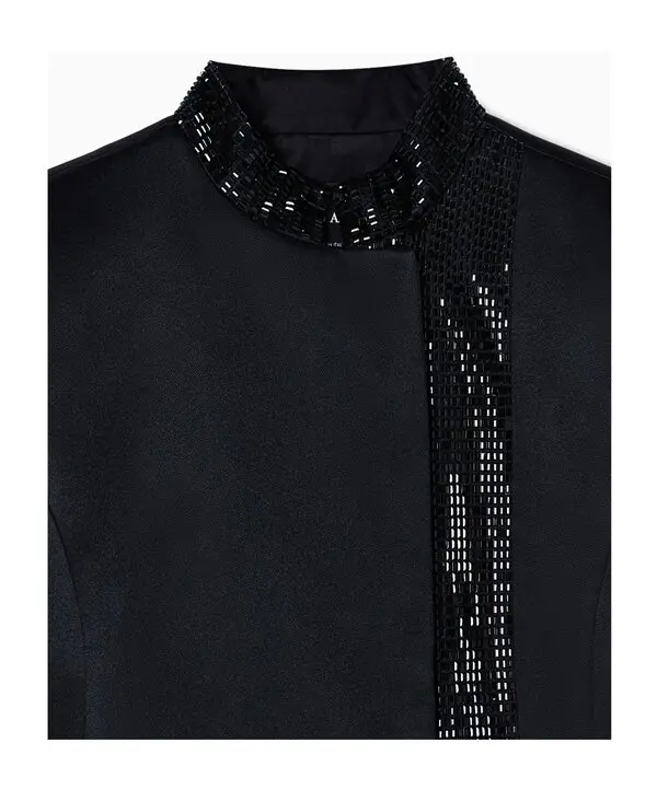 Giorgio Armani Mandarin Collar Jacket With Rhinestone Embellishments - Patterned