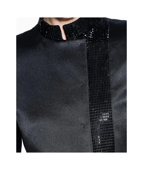 Giorgio Armani Mandarin Collar Jacket With Rhinestone Embellishments - Patterned