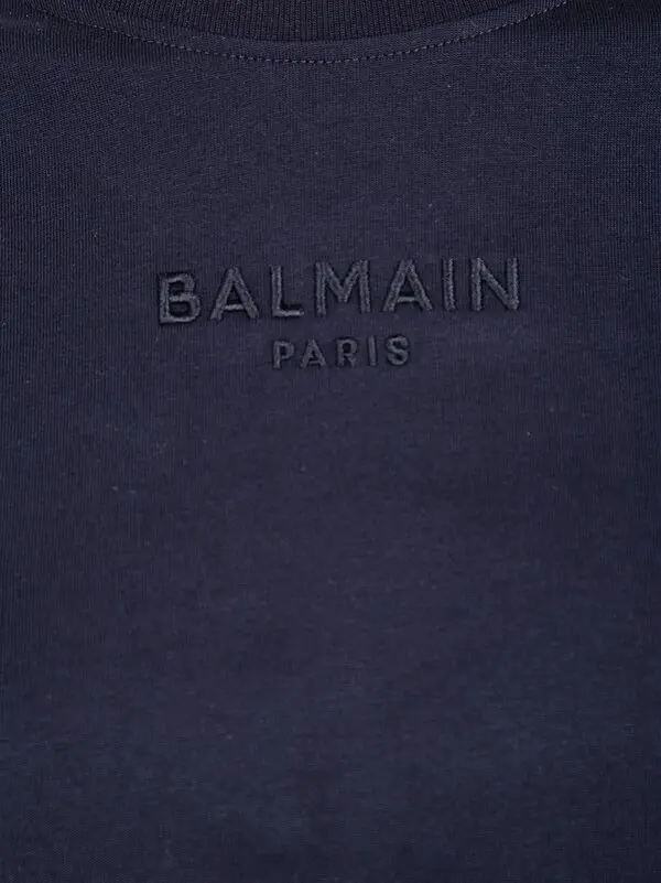 Balmain Logo Embroidered Cropped T-shirt - Black