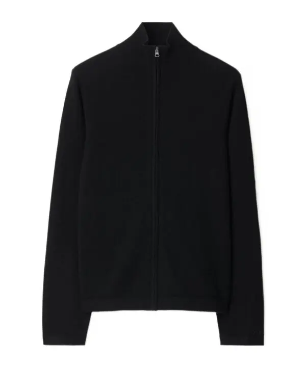 Burberry Cashmere Stand Collar Knitted Cardigan - Black