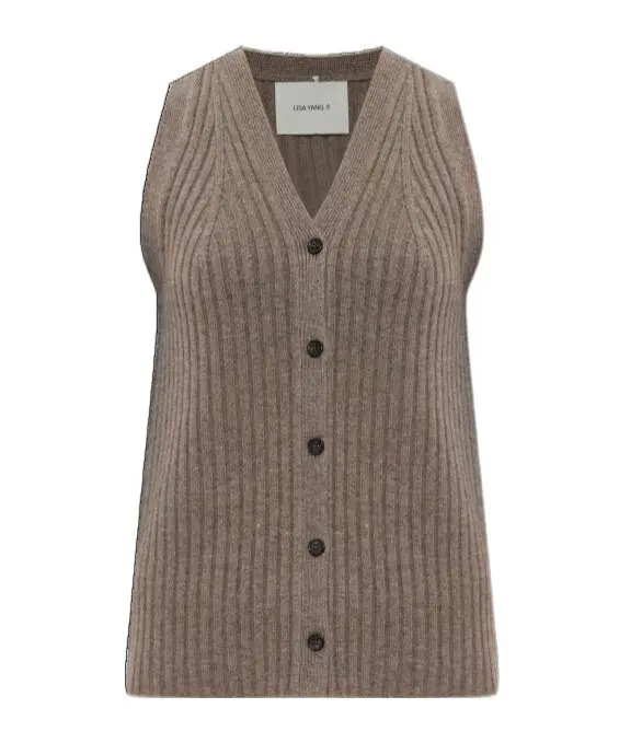 LISA YANG Buttoned V-neck Vest - Brown