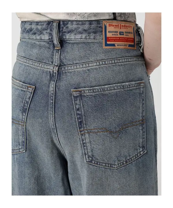 DIESEL® Faded Wide Leg Denim Jeans - Gray