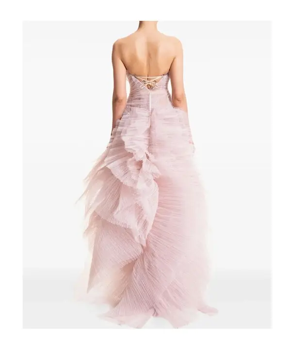 MARIA LUCIA HOHAN Strapless Ruffled Evening Gown