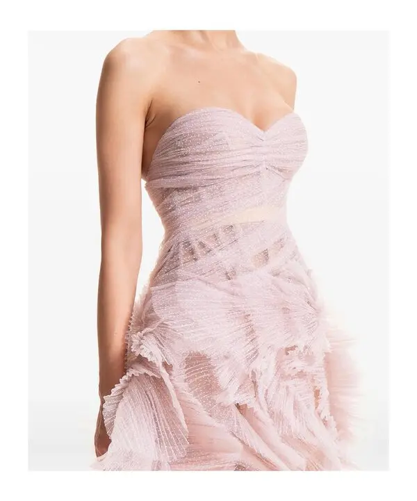 MARIA LUCIA HOHAN Strapless Ruffled Evening Gown