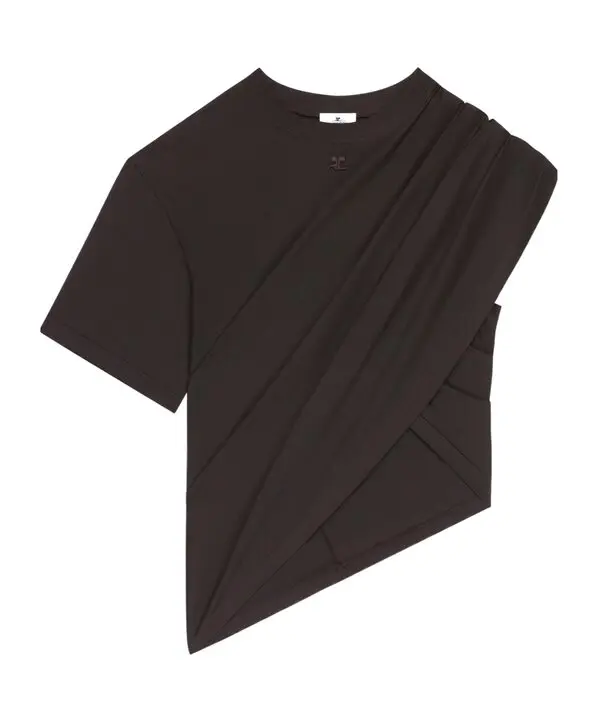 COURREGES Asymmetrical Twist T-shirt - Chocolate-colored