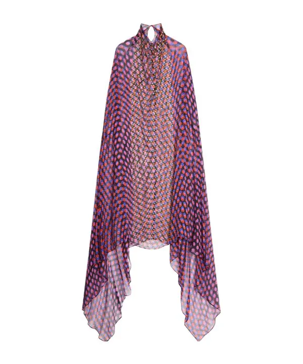 Dries Van Noten Polka-dot Cape Effect Draped Dress - Multiple Colors