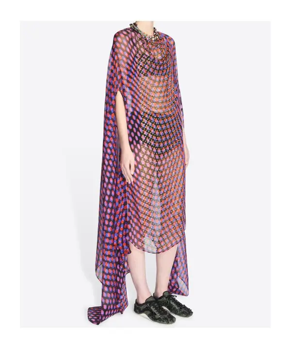 Dries Van Noten Polka-dot Cape Effect Draped Dress - Multiple Colors