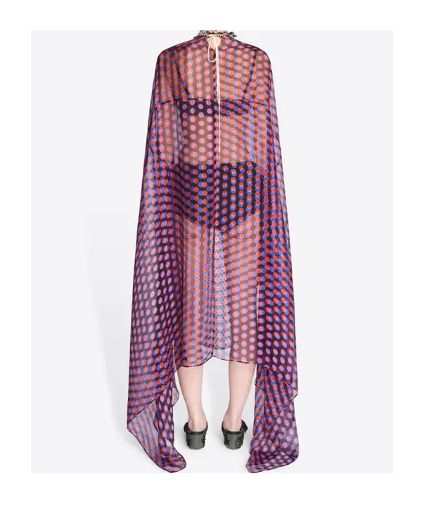 Dries Van Noten Polka-dot Cape Effect Draped Dress - Multiple Colors