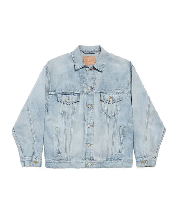 Balenciaga Tape Pattern Denim Jacket - Light Blue