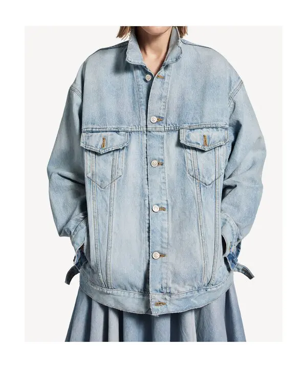 Balenciaga Tape Pattern Denim Jacket - Light Blue