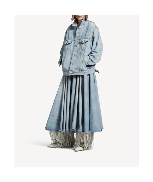 Balenciaga Tape Pattern Denim Jacket - Light Blue