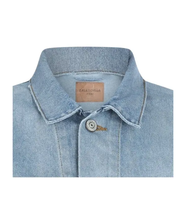 Balenciaga Tape Pattern Denim Jacket - Light Blue