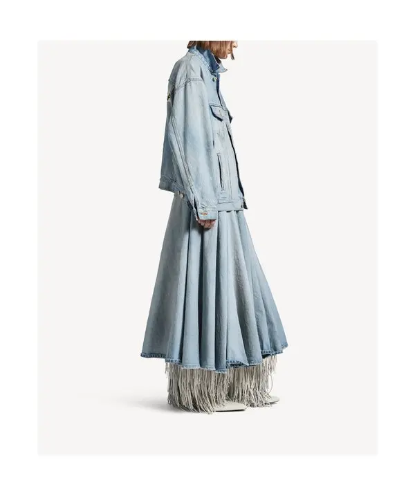 Balenciaga Tape Pattern Denim Jacket - Light Blue