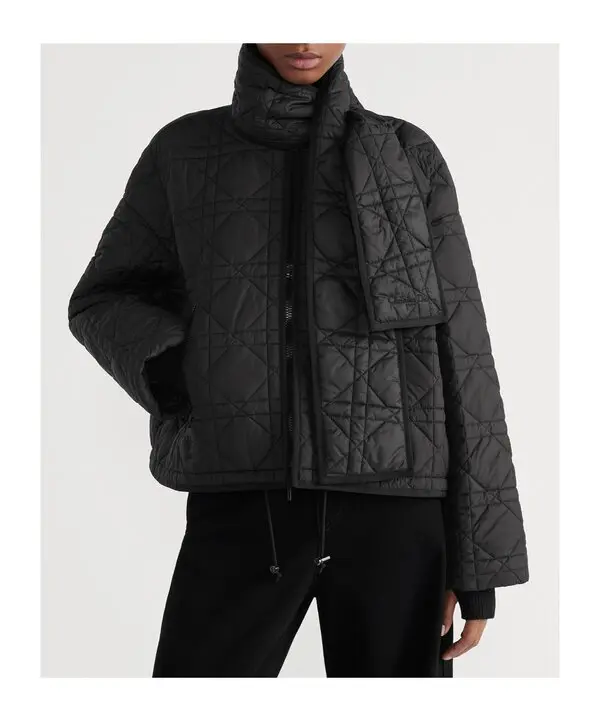 Dior Macrocannage Quilted Jacket With Scarf Collar - Black