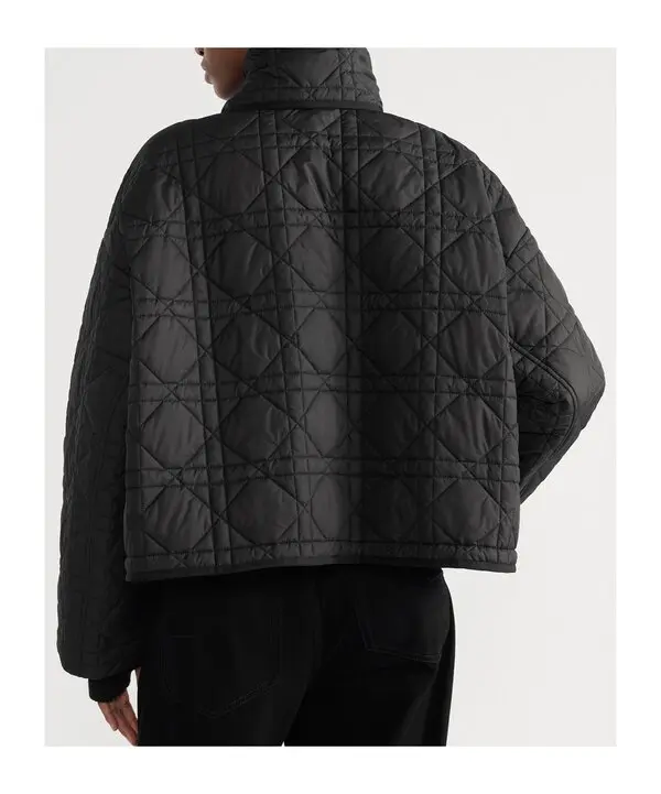 Dior Macrocannage Quilted Jacket With Scarf Collar - Black
