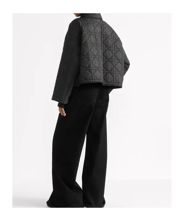Dior Macrocannage Quilted Jacket With Scarf Collar - Black