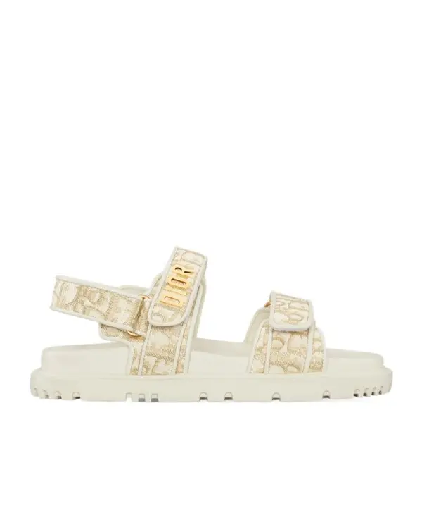 Dior Jacquard Buckled Sandals - White
