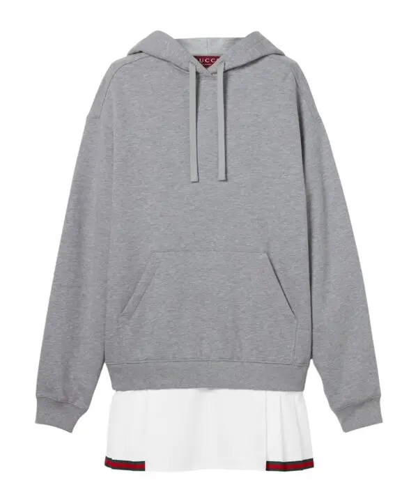 Gucci Layered Drawstring Sweatshirt With Pleated Insert