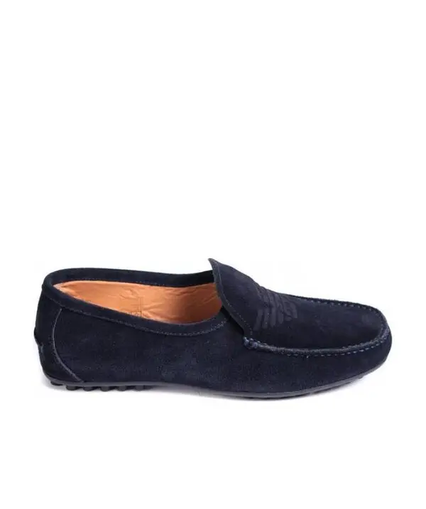 Emporio Armani Suede Slip-on Loafers - Black