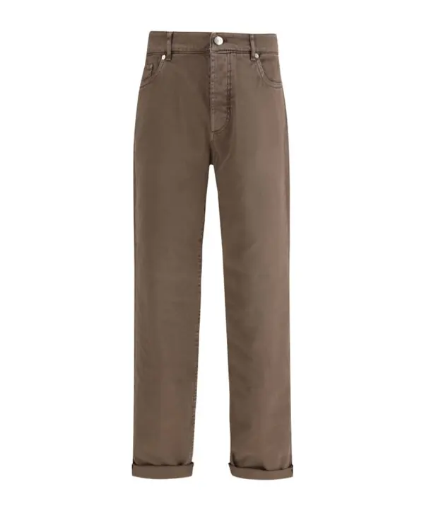 Brunello Cucinelli Logo Patch Straight-leg Jeans - Brown