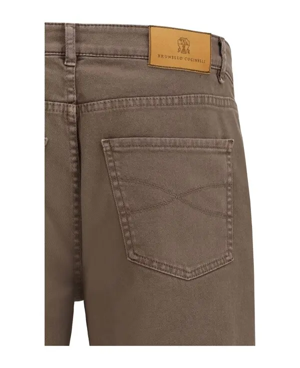 Brunello Cucinelli Logo Patch Straight-leg Jeans - Brown