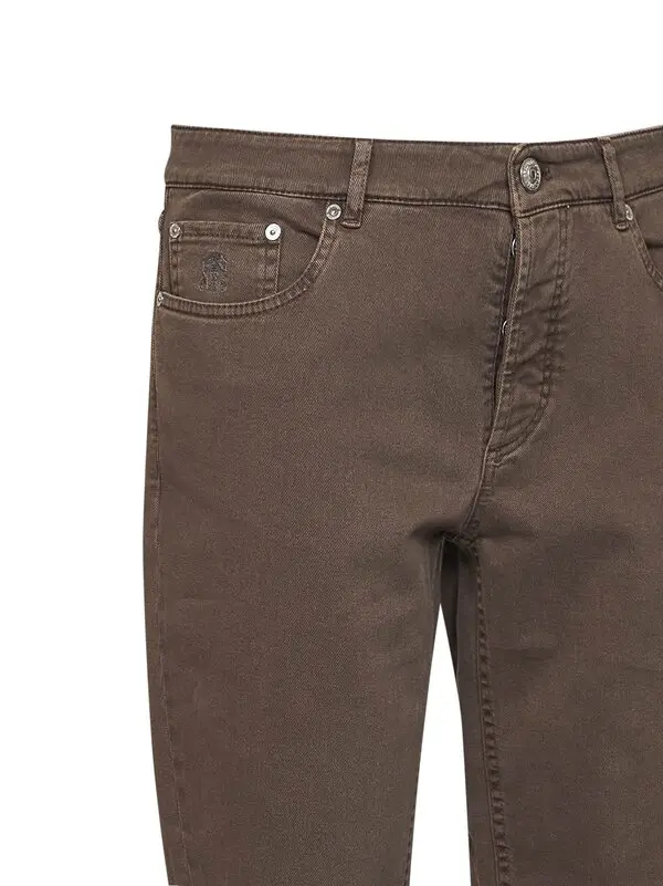 Brunello Cucinelli Logo Patch Straight-leg Jeans - Brown