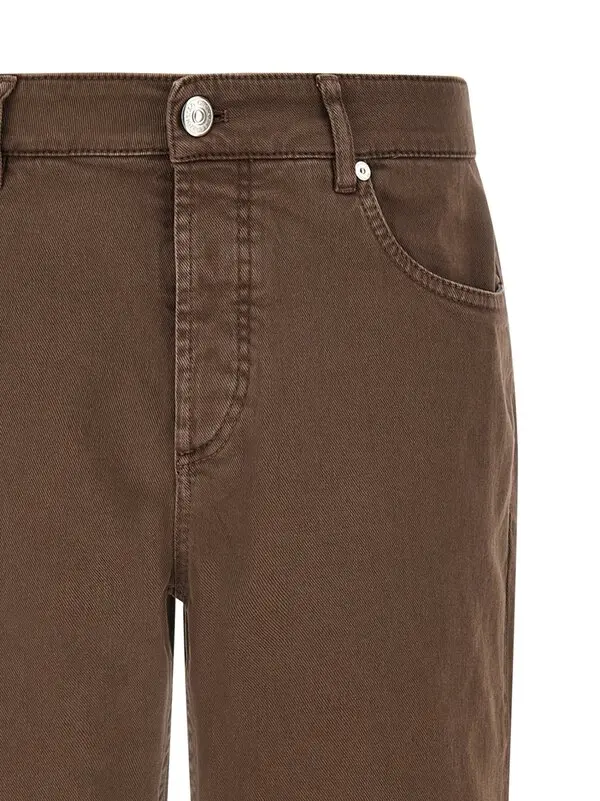 Brunello Cucinelli Logo Patch Straight-leg Jeans - Brown