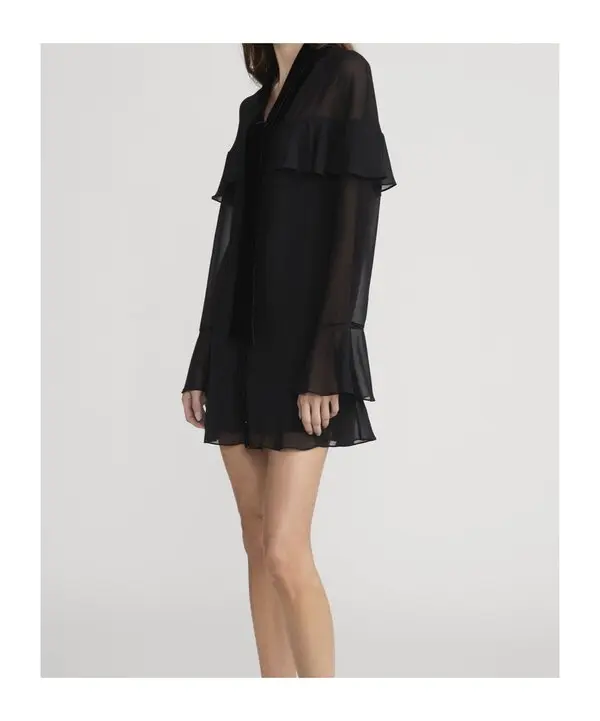 FRAME Ruffled Tie-neck Dress